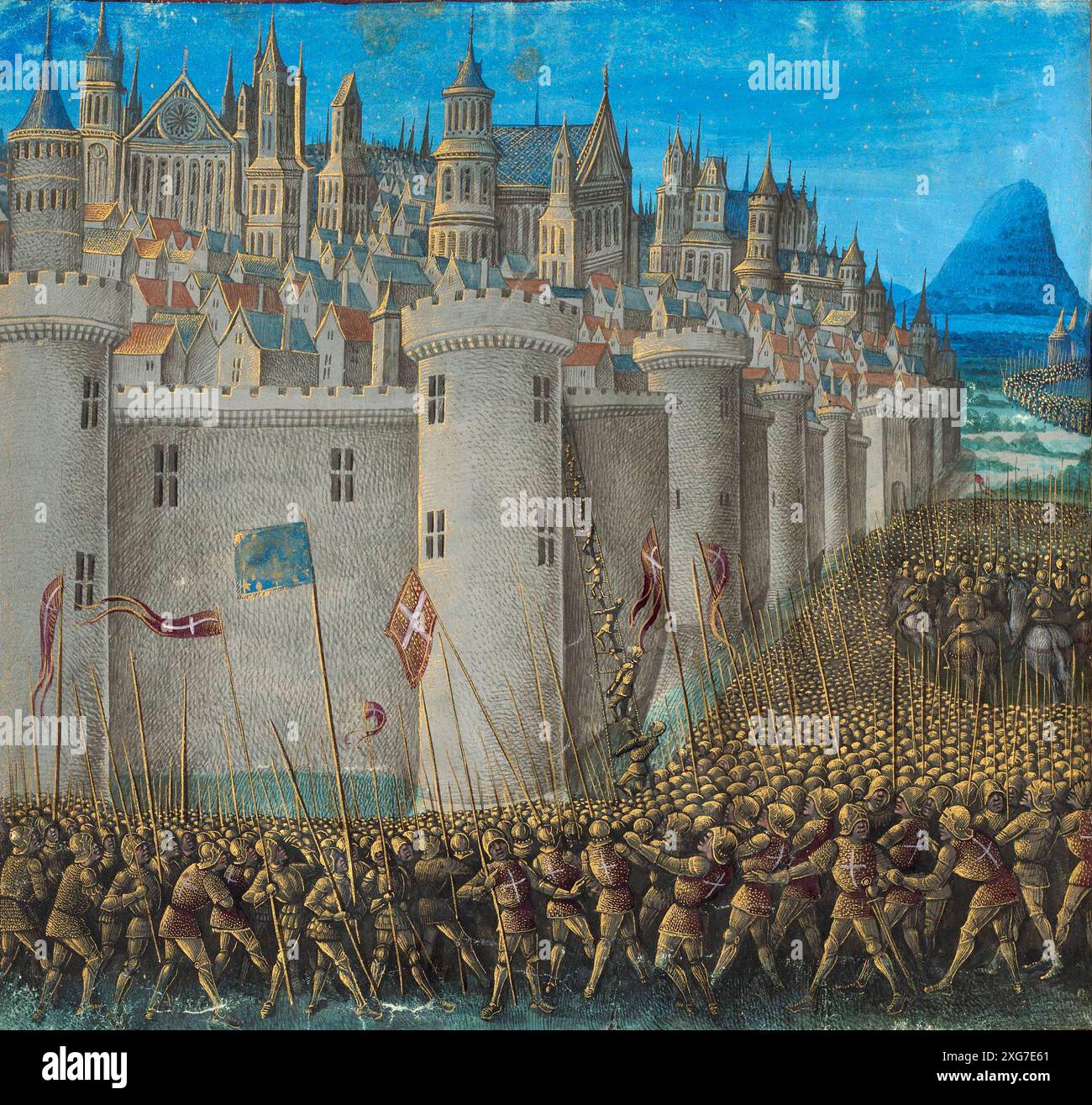 The Siege of Antioch, from a medieval miniature painting, during the ...