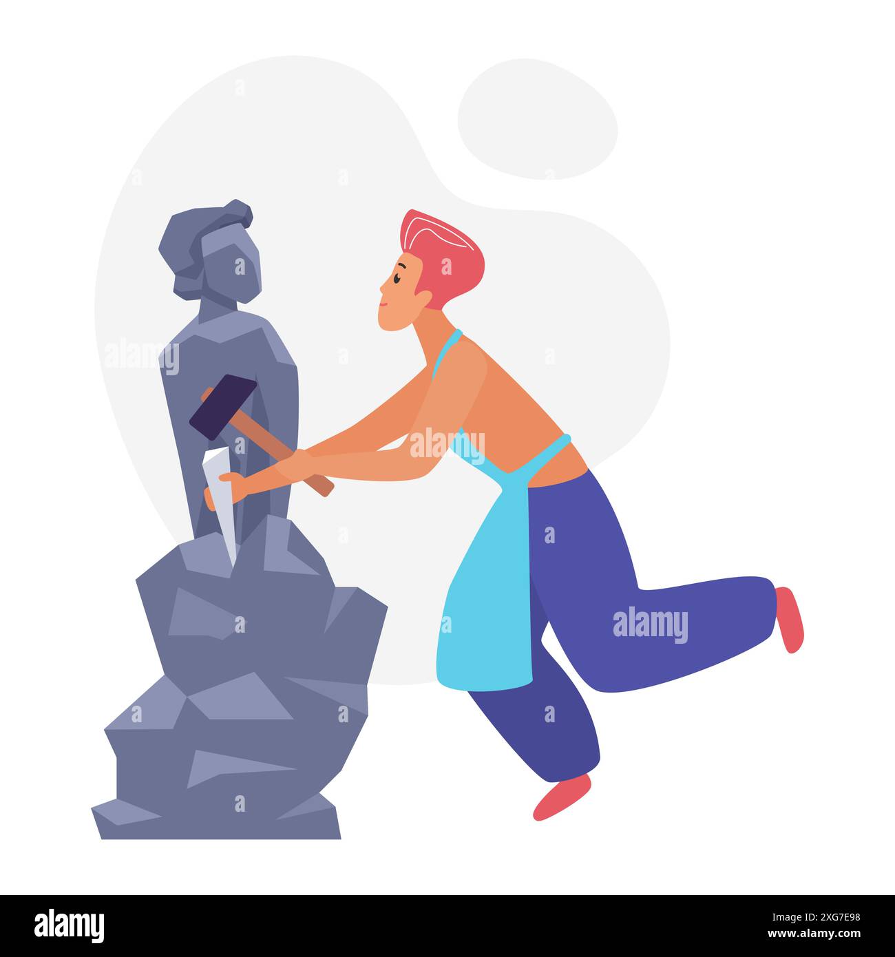 Male character creating sculpture, creation and creativity of ...