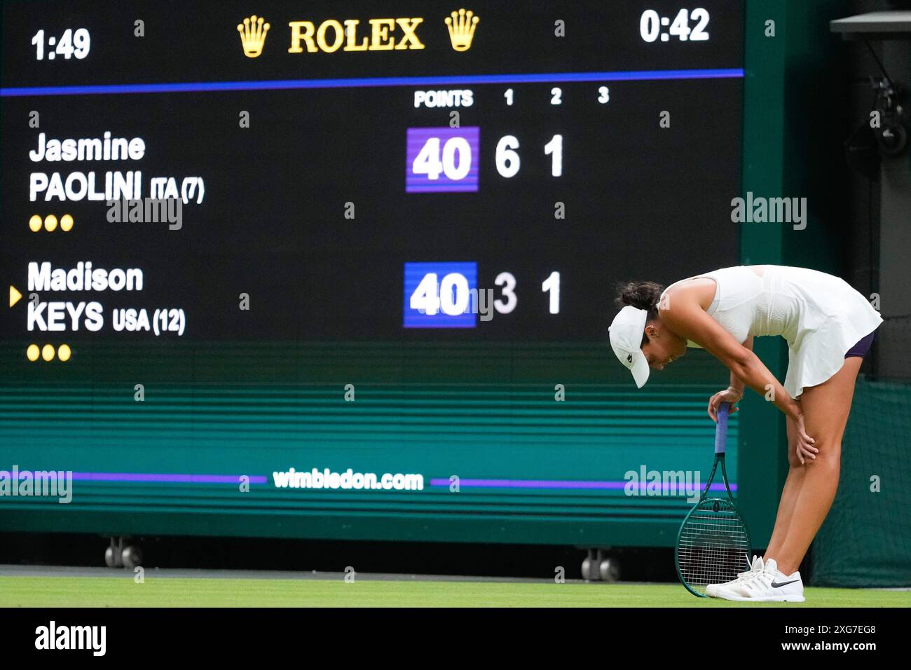 Madison Keys of the United States reacts during her fourth round match ...