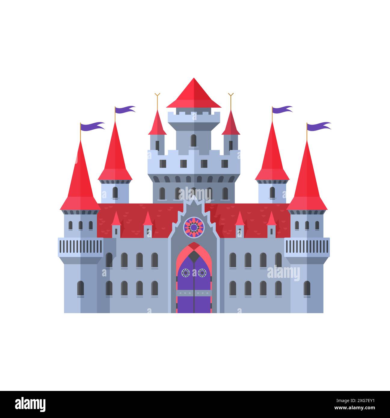 Fairytale castle of medieval kingdom, funny palace with towers from ...