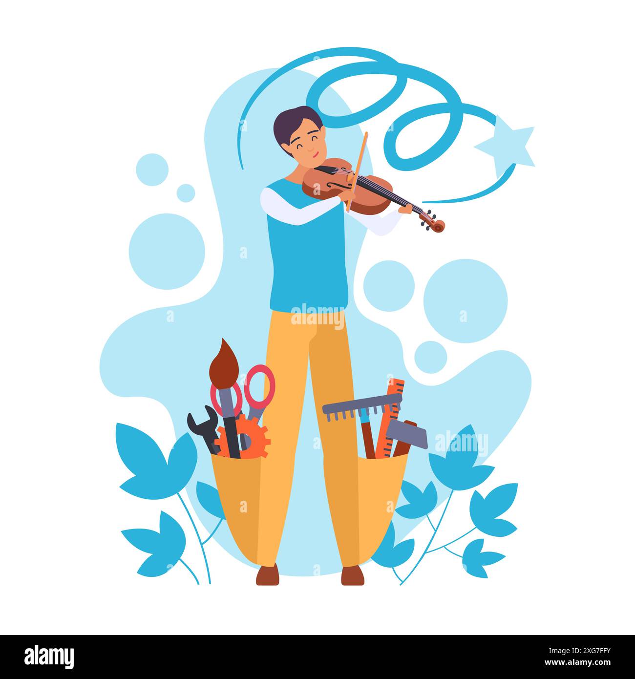 Talented violinist playing violin, psychological portrait of creative ...