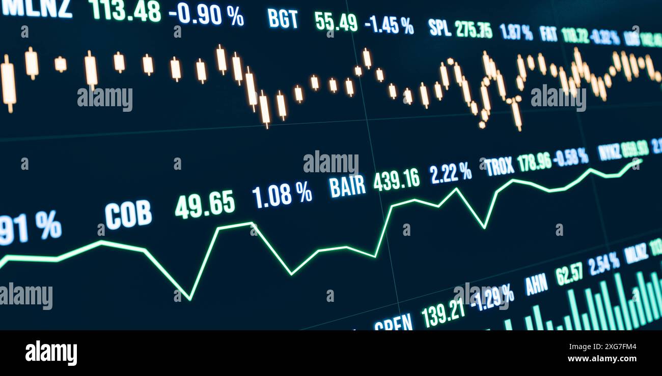 Stock market and exchange, chart, ticker and graph. Stock market and ...