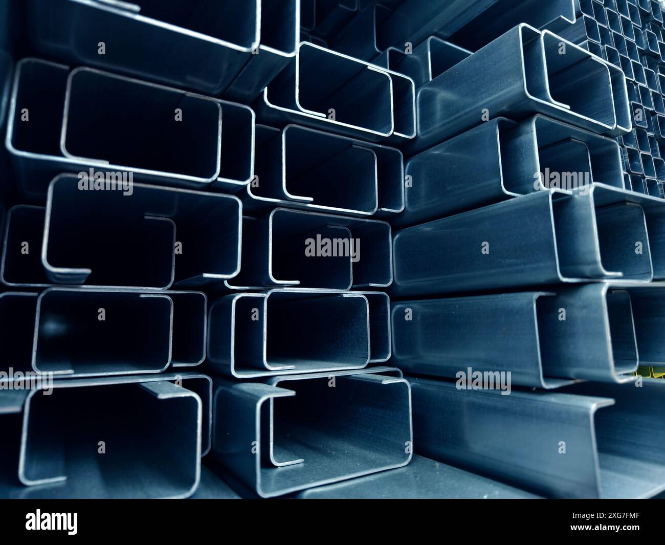 Abstract background with stack numerous metallic profile Stock Photo ...