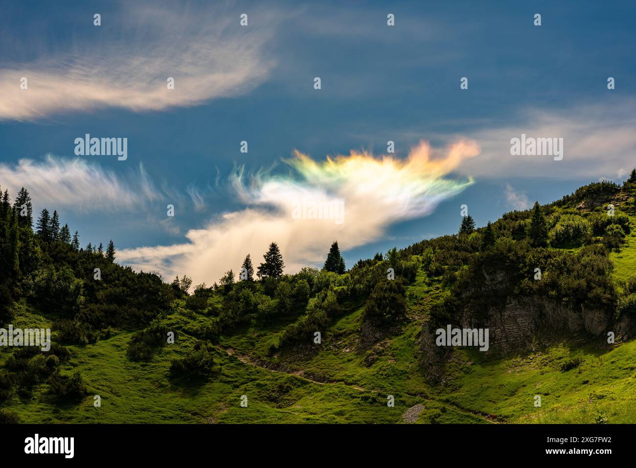 circumhorizontal arc, rainbow cloud, alps, Tyrol, Austria, natural ...