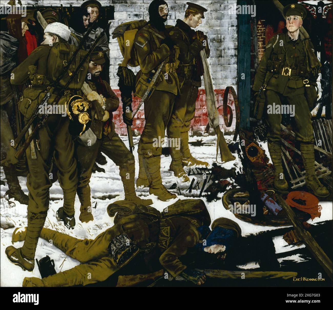 The Kensingtons at Laventie is a large oil painting on glass by Eric ...