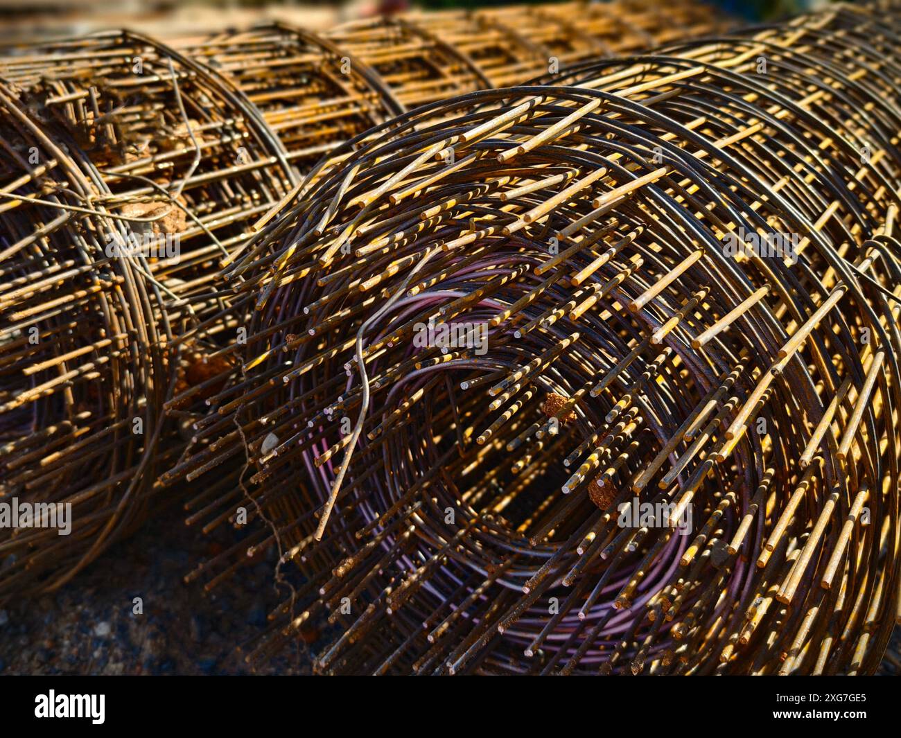 Metal bars arranged stack at the construction site Stock Photo - Alamy