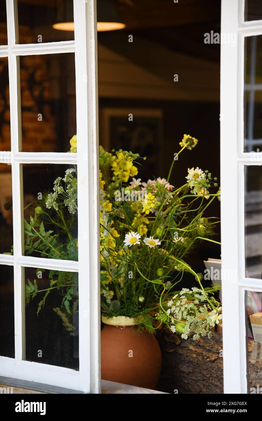 Flower pot on the window sill Stock Photo - Alamy