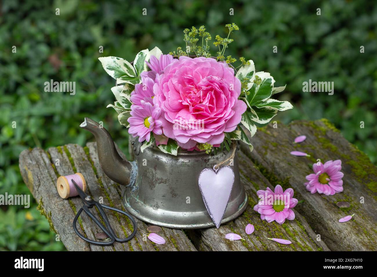flower arrangement with pink rose Princess Alexandra of Kent ...