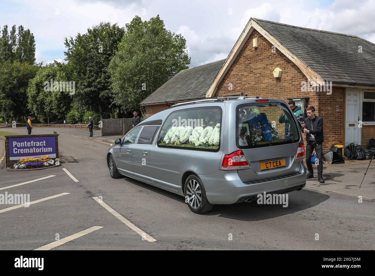 Rob Burrow Cbe Makes His Final Journey As His Funeral Car Enters Pontefract Crematorium During