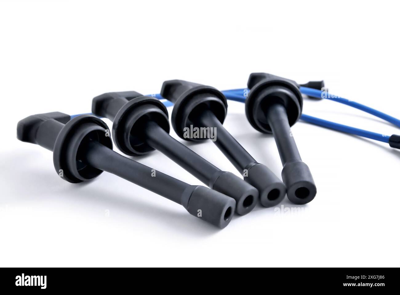 high voltage wires for car spark plugs on a white background, a set of ...