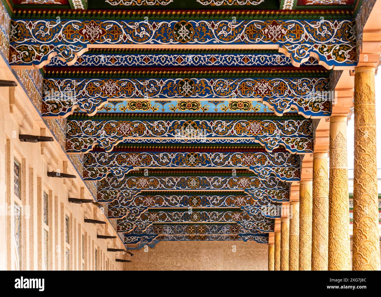 symmetry in the wooden decorations of the Hazrat Khizr Mosque Stock ...