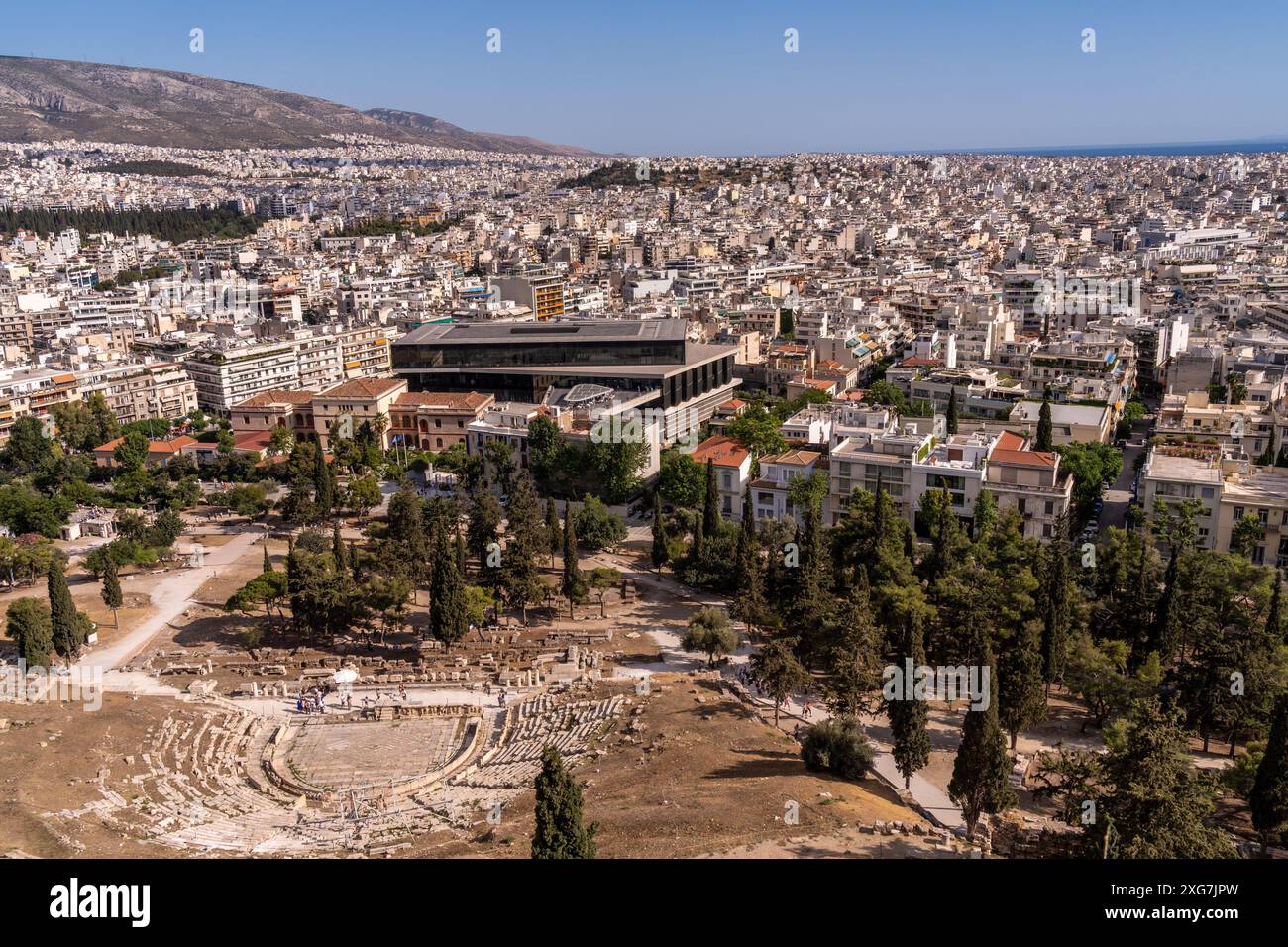Athens view from the Acropolis with the Dionysus theater and the ...