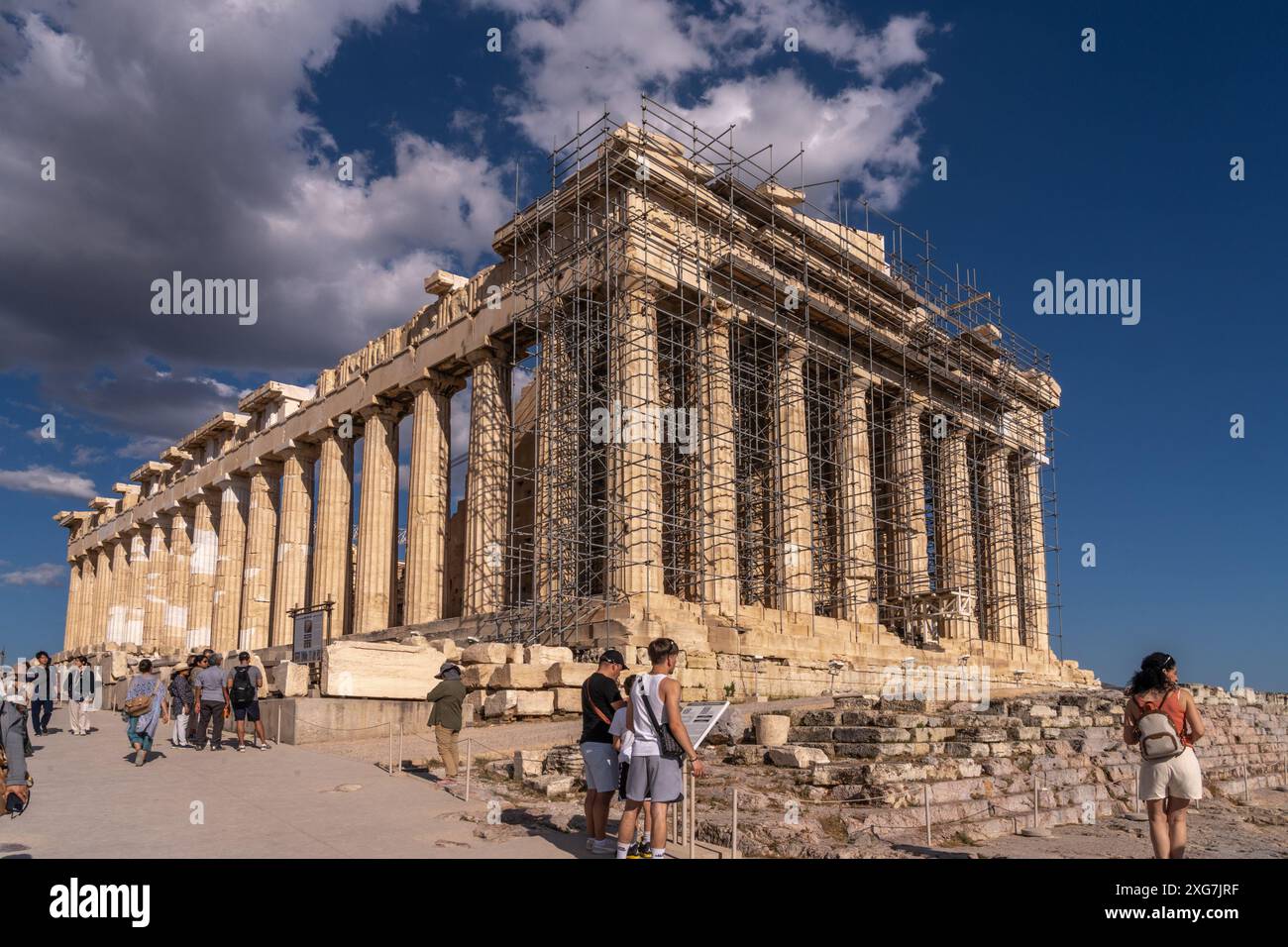 The Parthenon, the Greek temple dedicated to the goddess Athena, inside the Acropolis of the ...