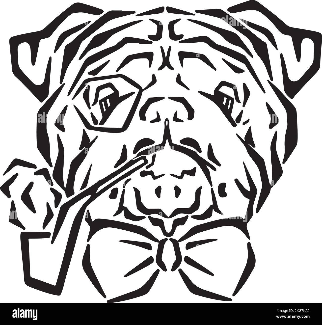 Bulldog gentleman portrait line drawing isolated on white background ...
