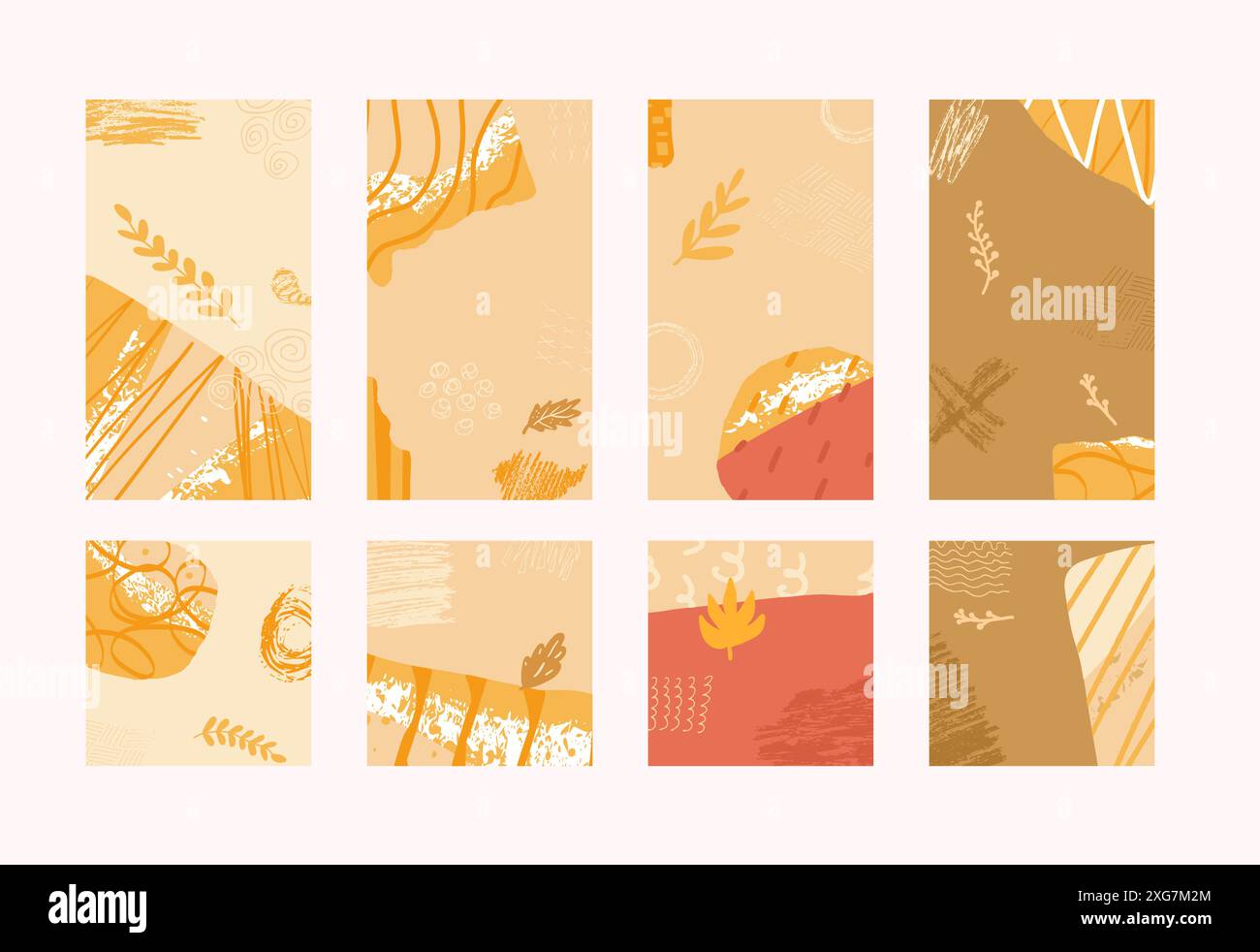 Autumn abstract collage social media templates set. Fall leaves ...