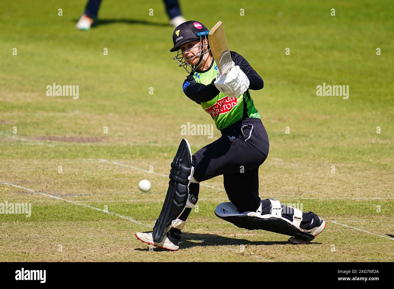 Cheltenham, UK, 7 July 2024. Western Storm's Natasha Wraith batting ...