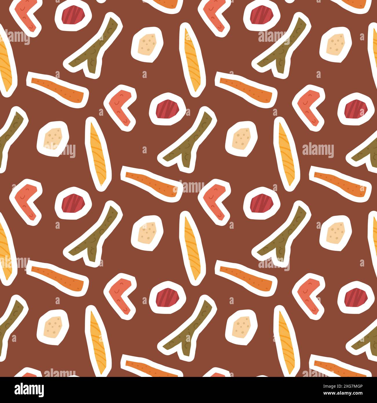 Abstract stickers seamless pattern. Cutouts paper shapes repeat ...