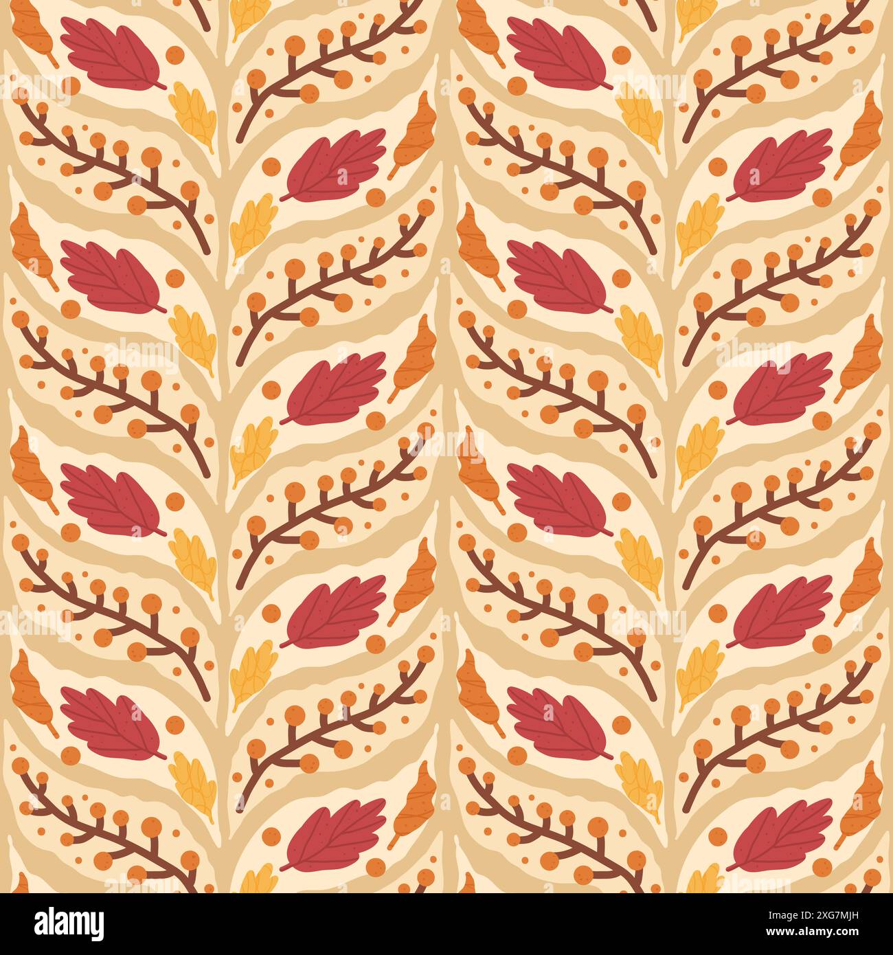 Autumn leaves seamless pattern. Fall forest braiding repeat background ...