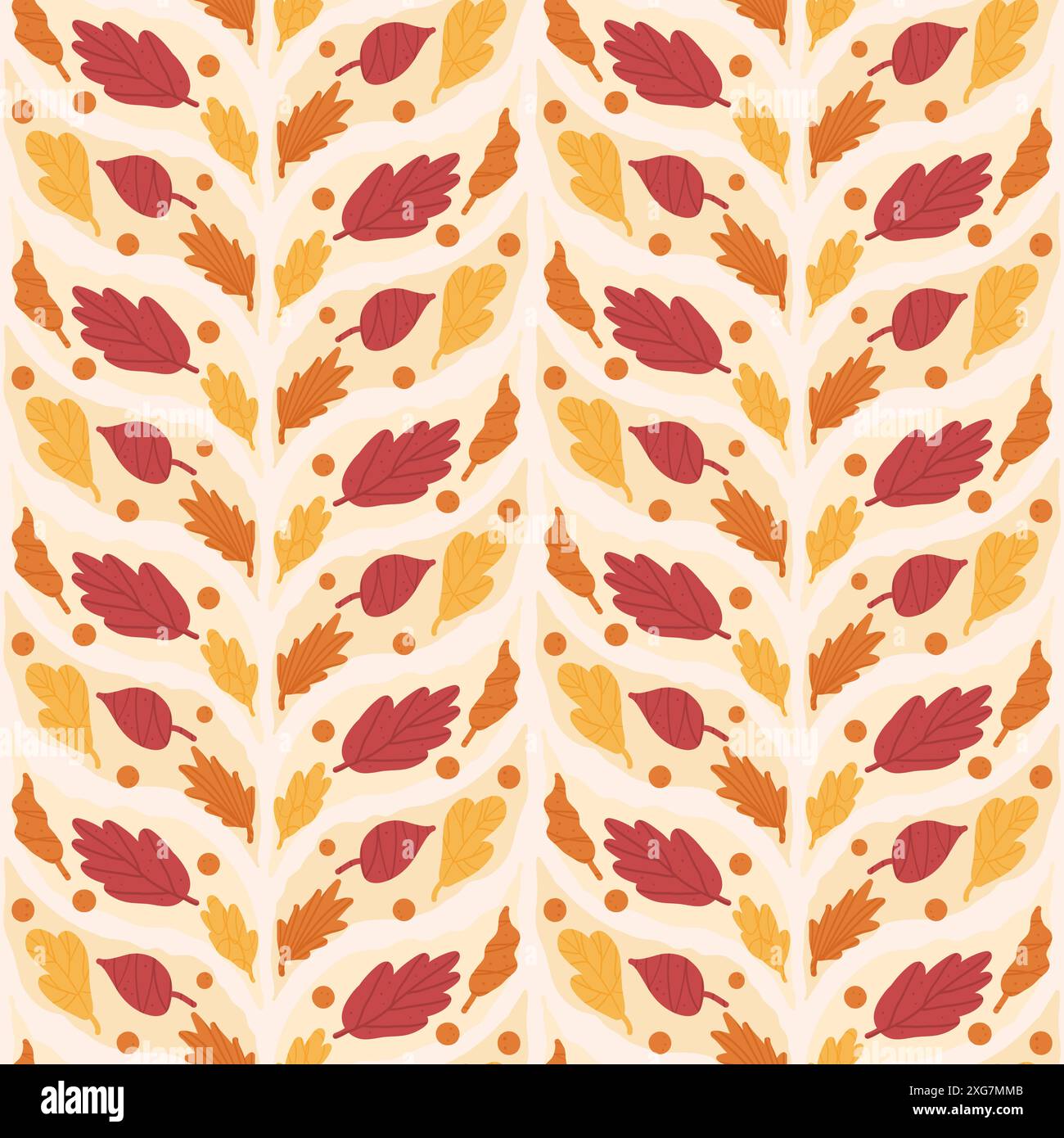 Autumn various leaves seamless pattern. Fall forest repeat background ...