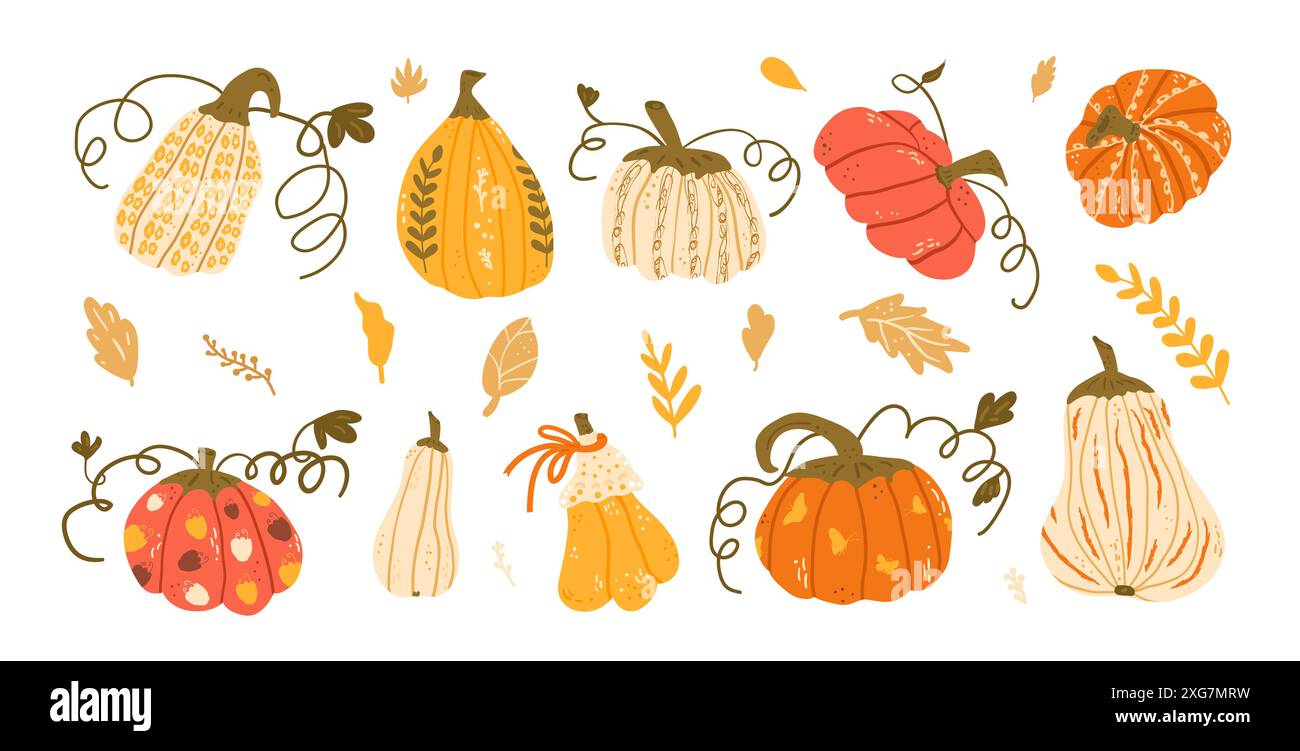 Decorated painted pumpkins Stock Vector Images - Alamy