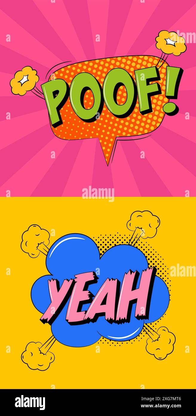 POOF comic sound speech effect bubble in trendy retro style ...