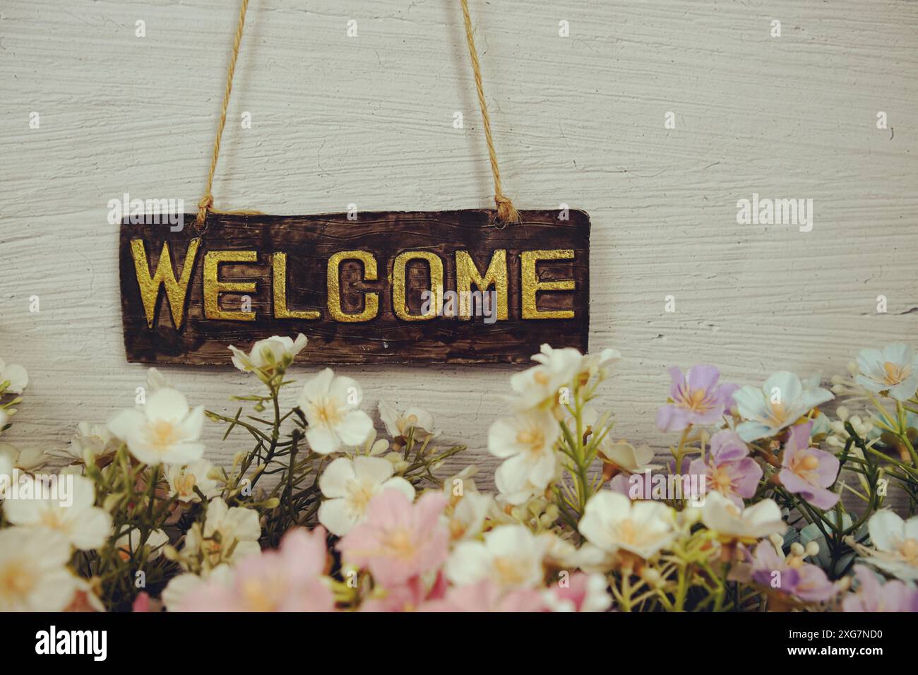 Grunge green welcome word hi-res stock photography and images - Alamy