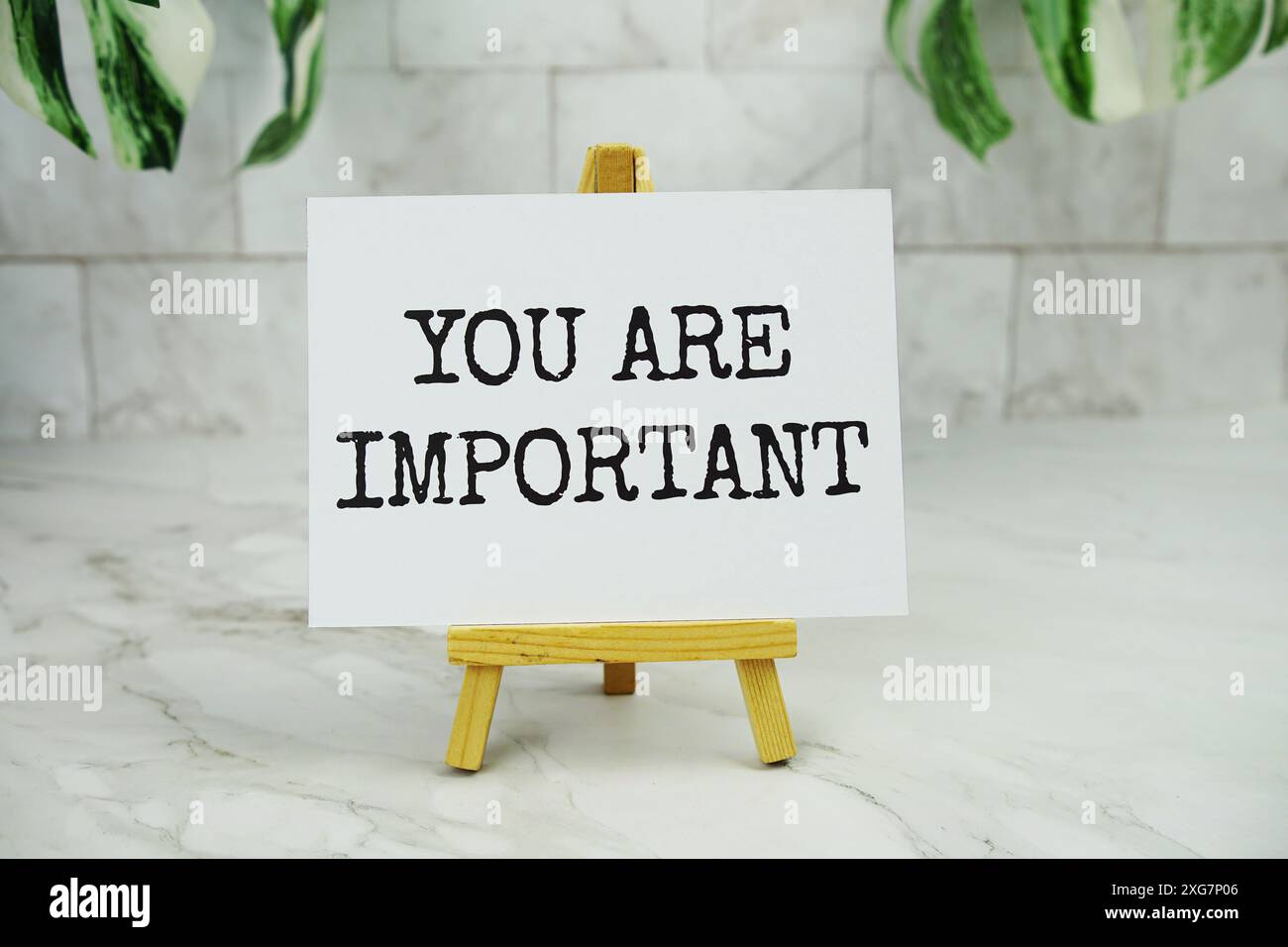 You are Important text on paper card with wooden easel stand Stock ...
