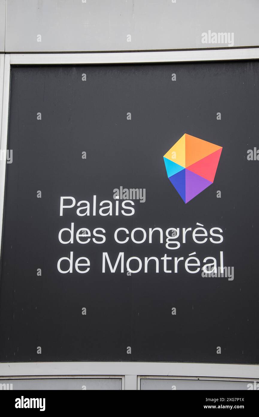 Montreal Convention Centre sign on Brésoles Street in downtown Montreal ...