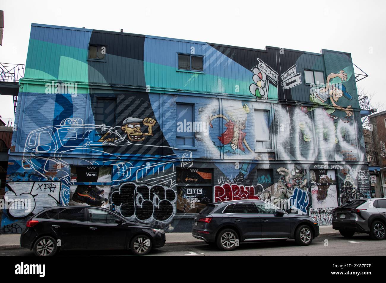 Mural of the intersection rue St. Denis and rue de Rigaud tagged with ...