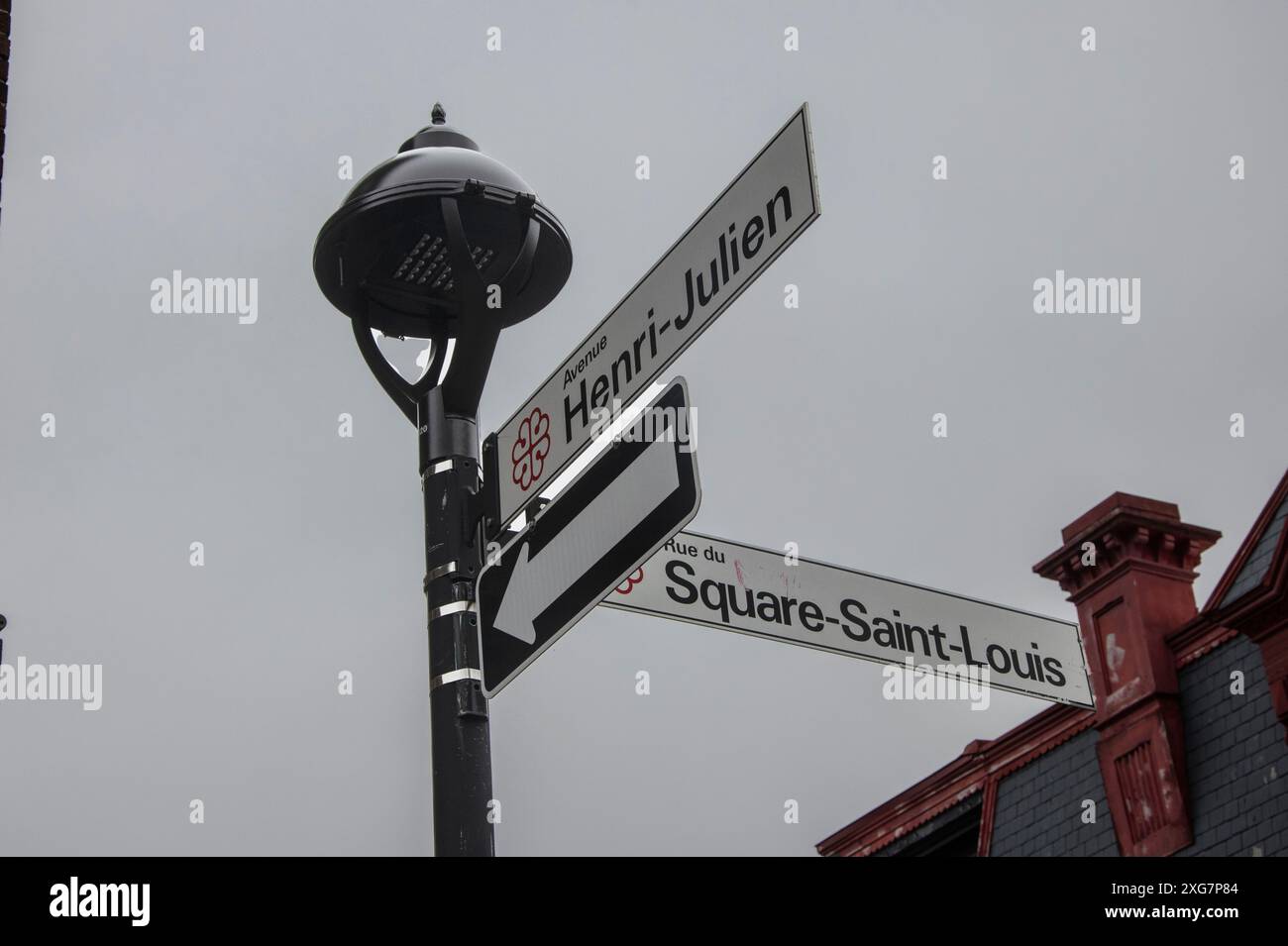 Henri-Julien Avenue and Square-Saint-Louis Street signs in downtown ...