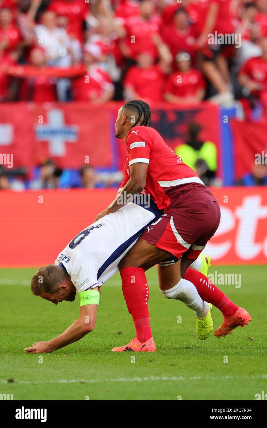 Harry Kane of England and Manuel Akanji of Switzerland during the Euro ...
