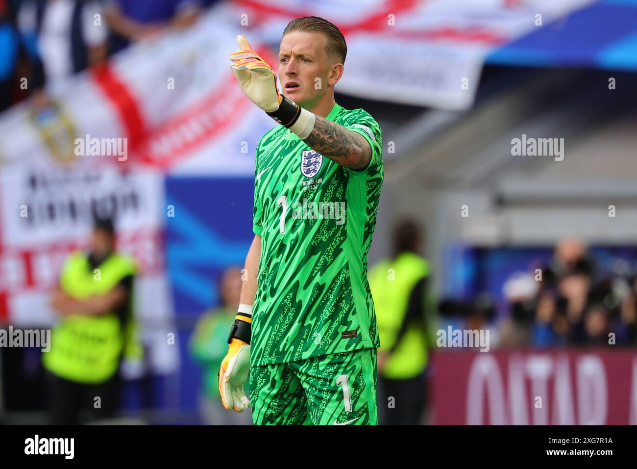 Jordan Pickford of England gestures during the Euro 2024 Quarter-finals ...