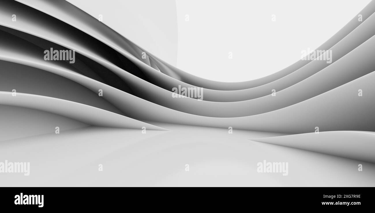 A Computer Generated Image Of A Modern Minimalist Interior Design Concept Featuring Smooth