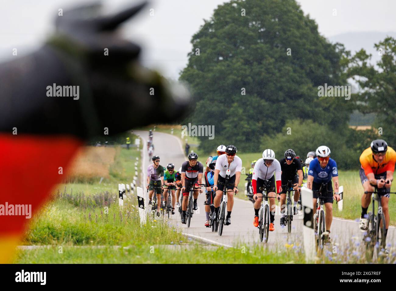07 July 2024, Bavaria, Roth: Triathlon: Challenge Roth. Triathletes ...