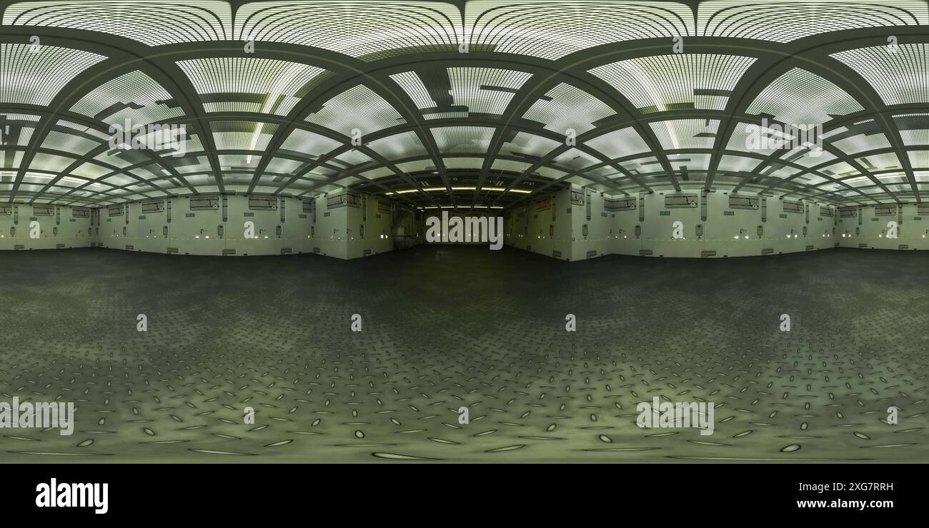 This 360 degree panorama shows an empty room with a white grid pattern ...