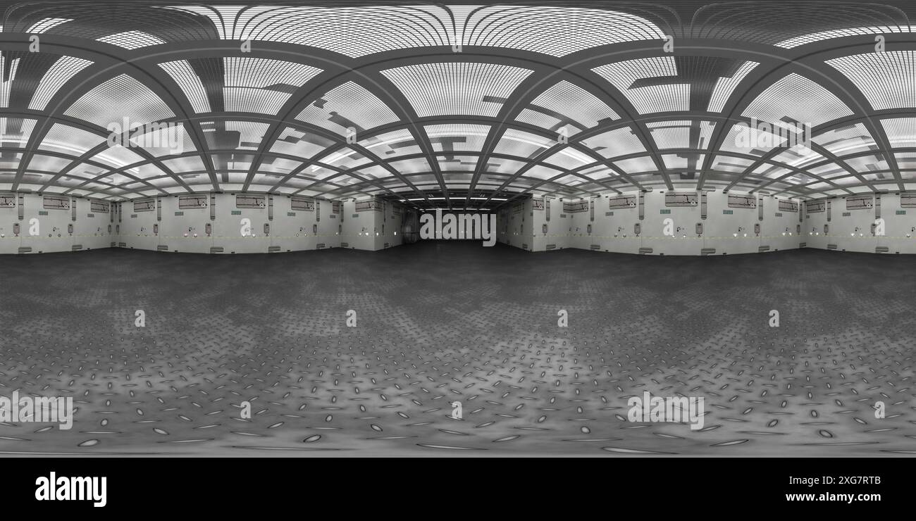 360 degree panorama of a large empty room with a geometric ceiling vr ...