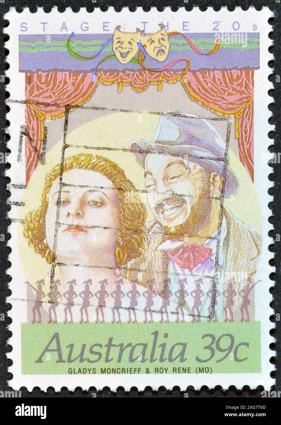 Cancelled postage stamp printed by Australia, that shows Actors Gladys ...