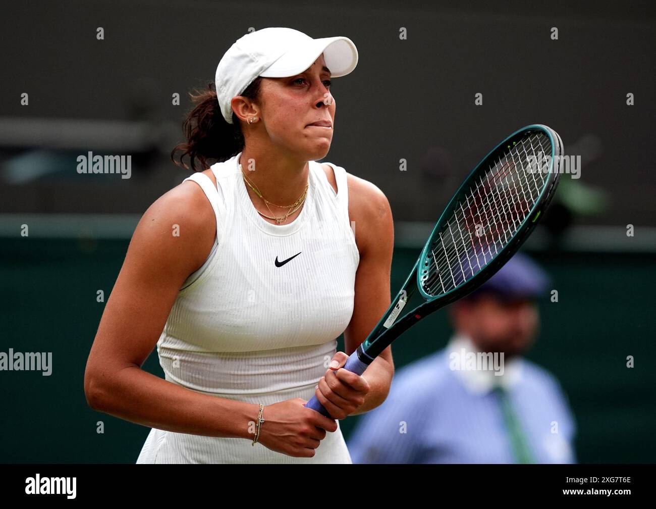 Madison Keys during her match against Jasmine Paolini on day seven of ...