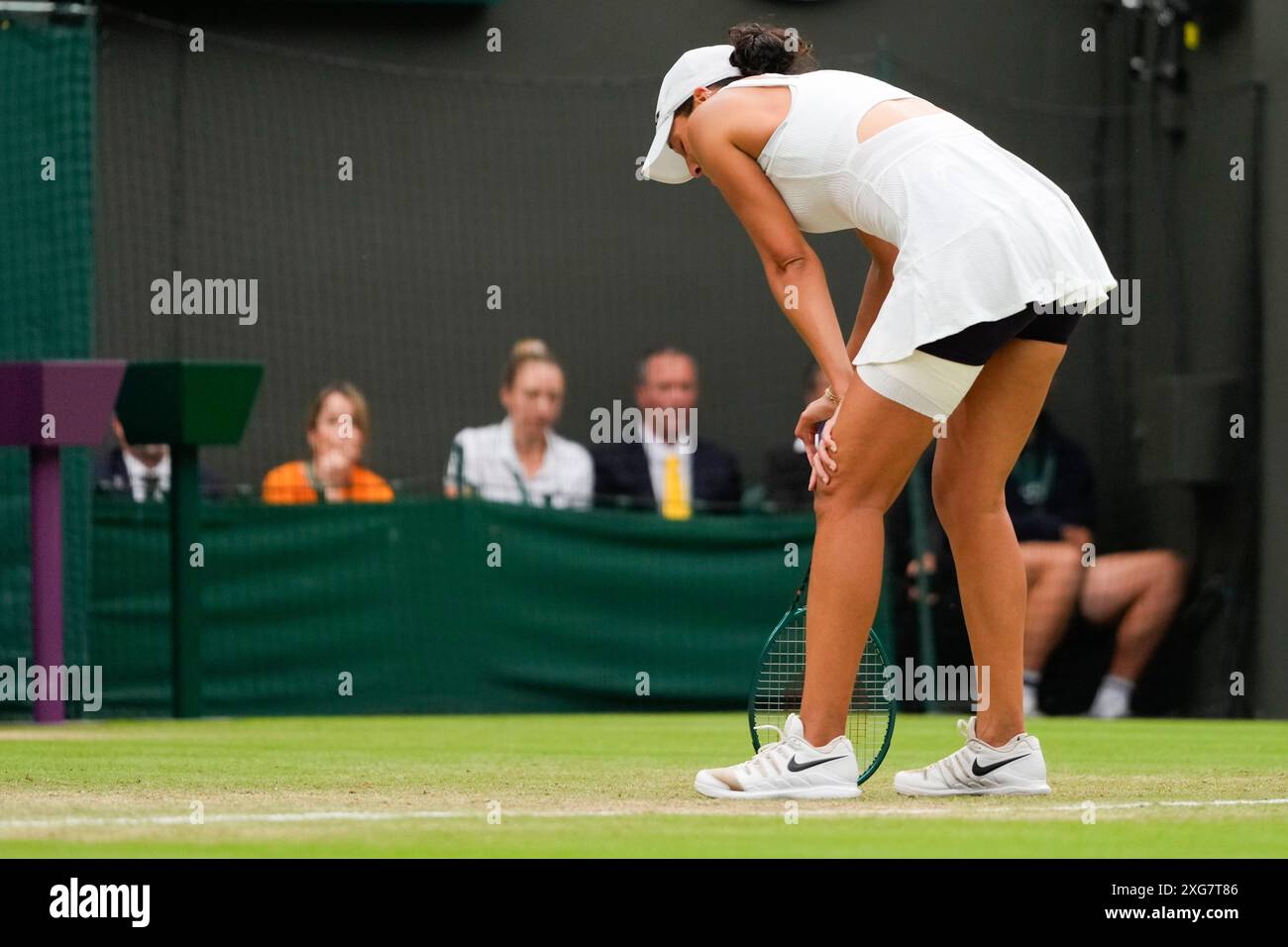 Madison Keys of the United States reacts during her fourth round match ...