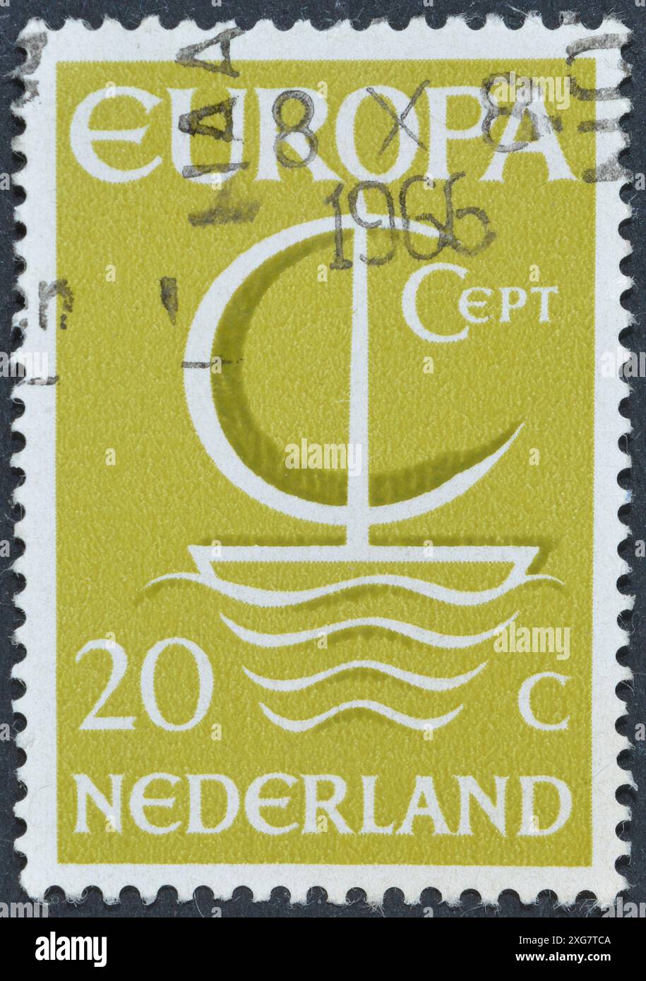 Cancelled postage stamp printed by Netherlands, Europa CEPT stamp ...