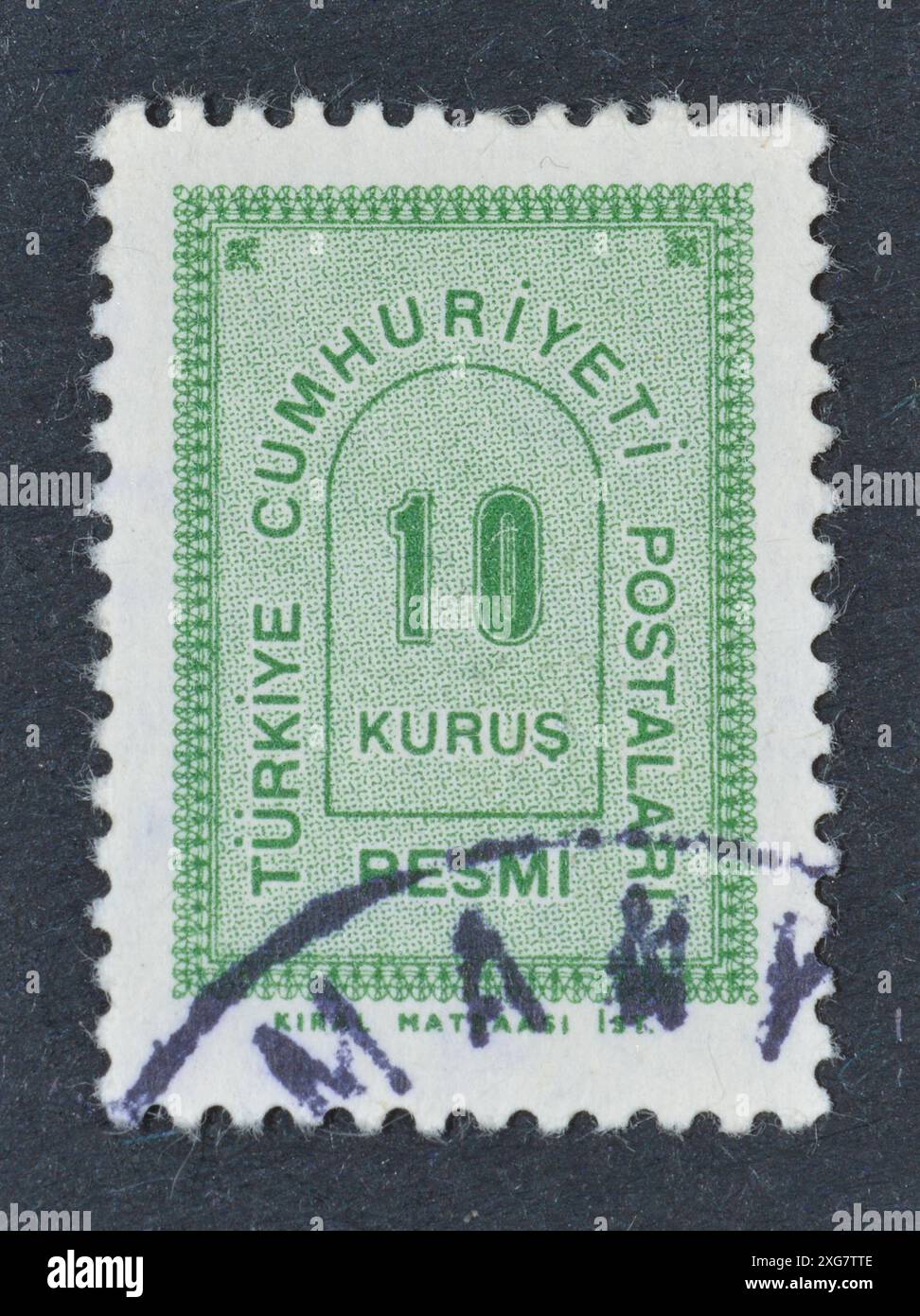Cancelled postage stamp printed by Turkey, that shows Official Stamp ...