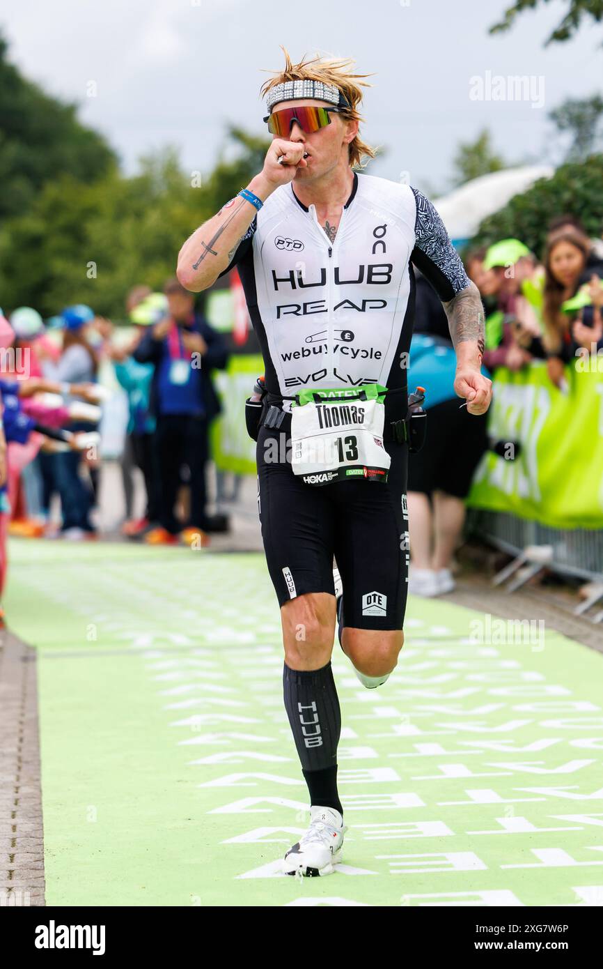 07 July 2024, Bavaria, Roth: Triathlon: Challenge Roth. Thomas Bishop ...