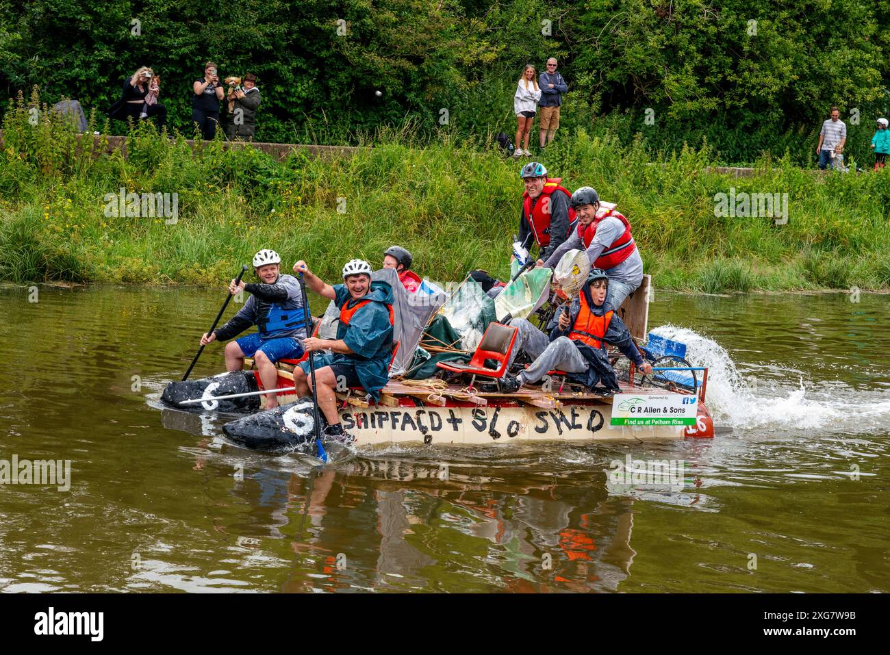 Lewes, UK. 7th July, 2024. Local people in home made rafts take part in ...