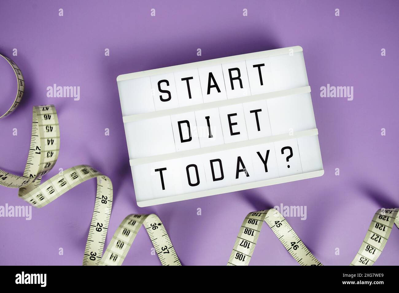 Start diet today? letterboard text on LED Lightbox and Measuring tape ...