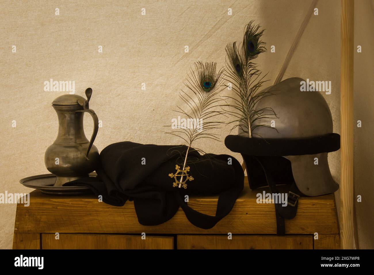 medieval still life with feathers Stock Photo - Alamy