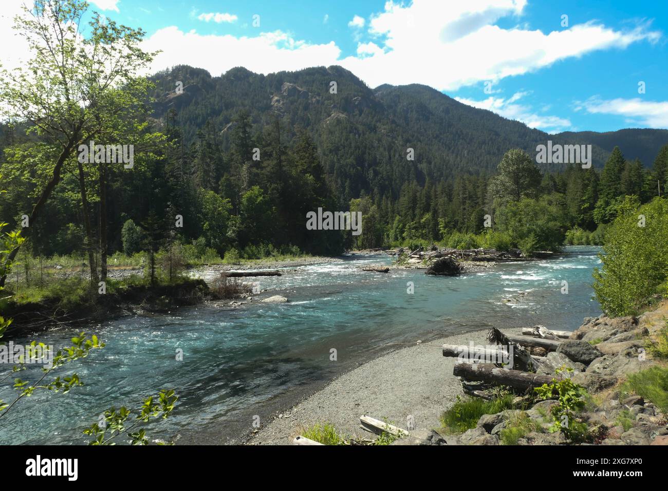 Elwha river with the Olympic Mountains in the background Stock Photo ...