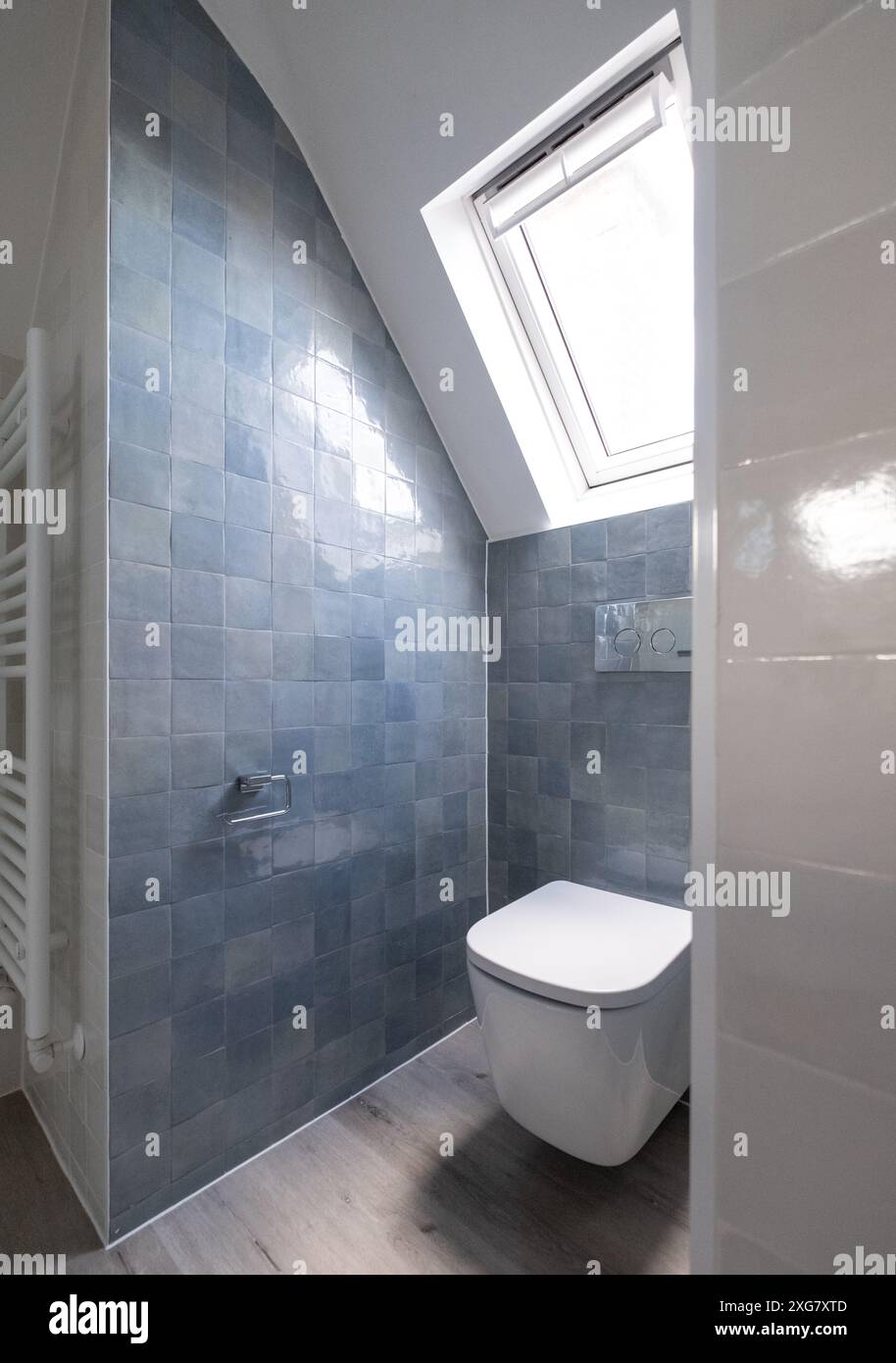 Small toilet in loft conversion making clever use of eaves in the attic ...
