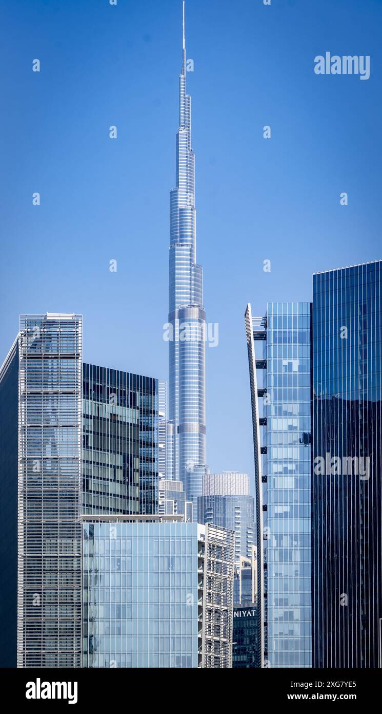 View burj khalifa and surrounding skyscrapers hi-res stock photography ...
