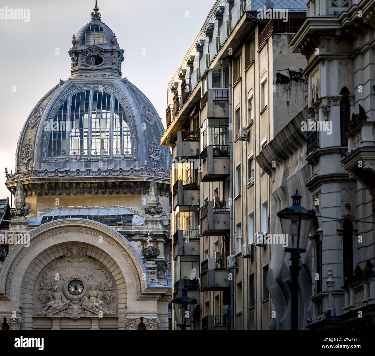 The dome of the cec building in bucharest at dusk Stock Photo - Alamy