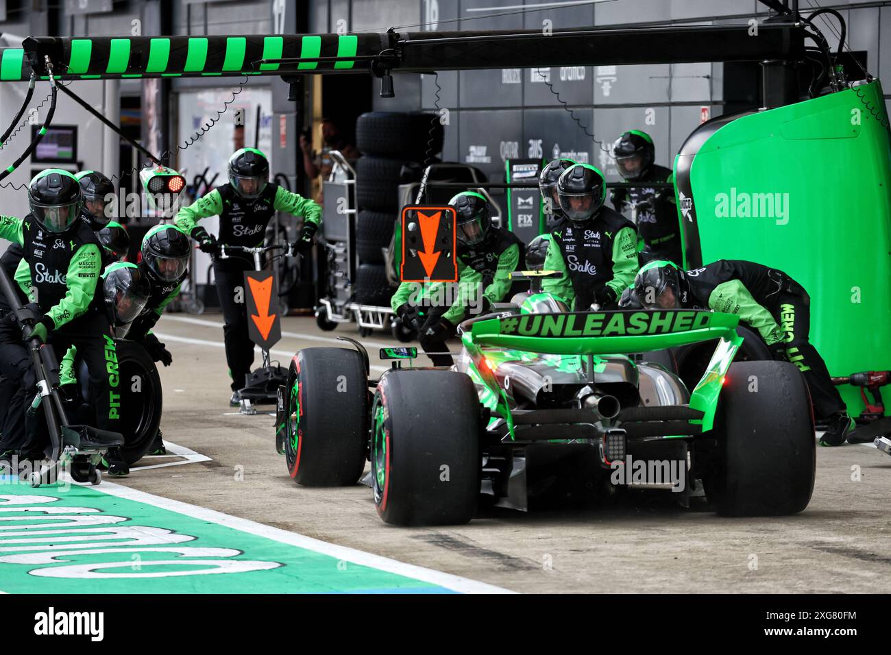 Silverstone, UK. 07th July, 2024. Zhou Guanyu (CHN) Sauber C44 makes a ...
